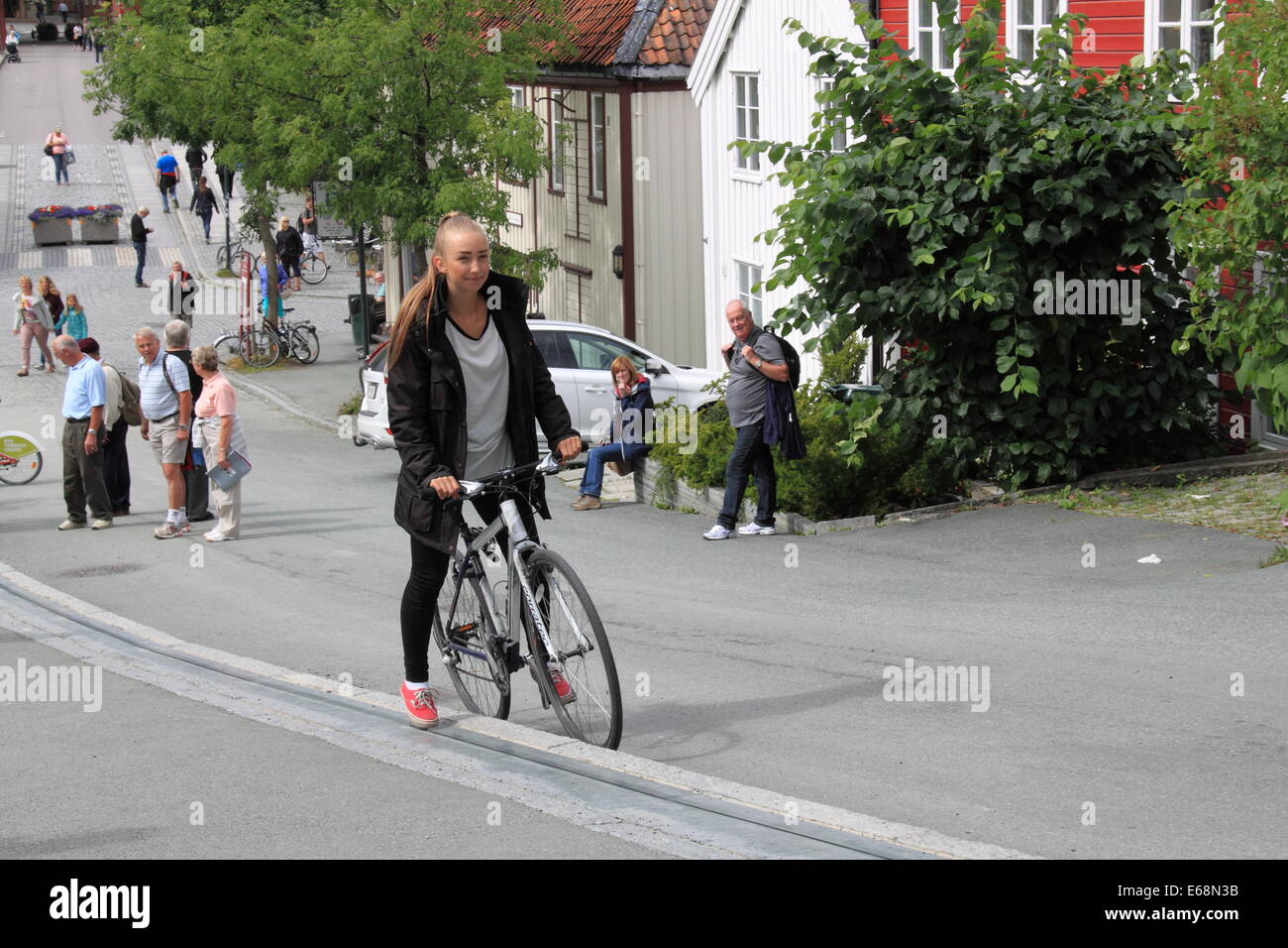 Trampe Sykkelheiss (Trampe Bicycle Lift), Brubakken, Bakklandet Stock ...