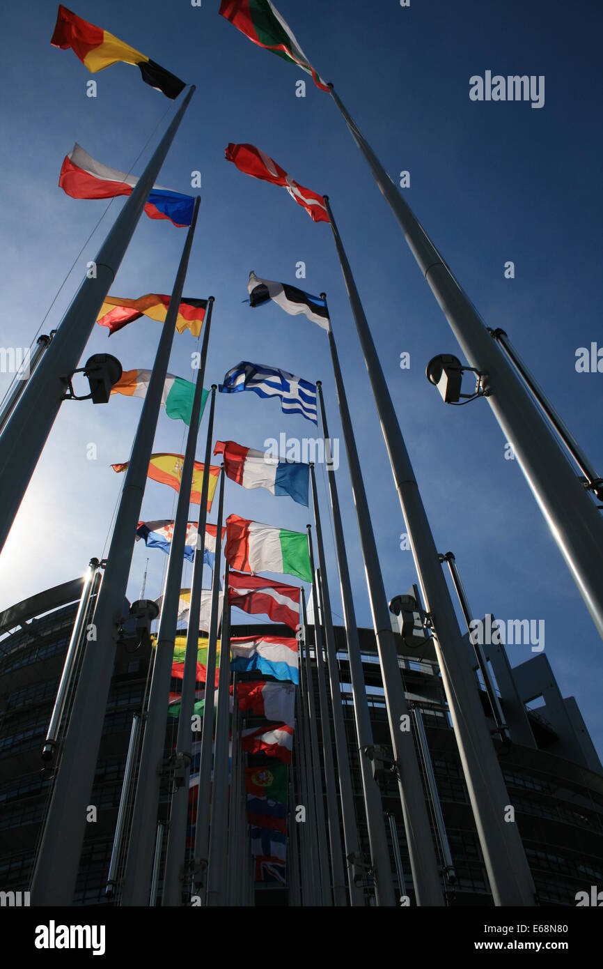 European Parliament Country Flags, Strasbourg Stock Photo - Alamy