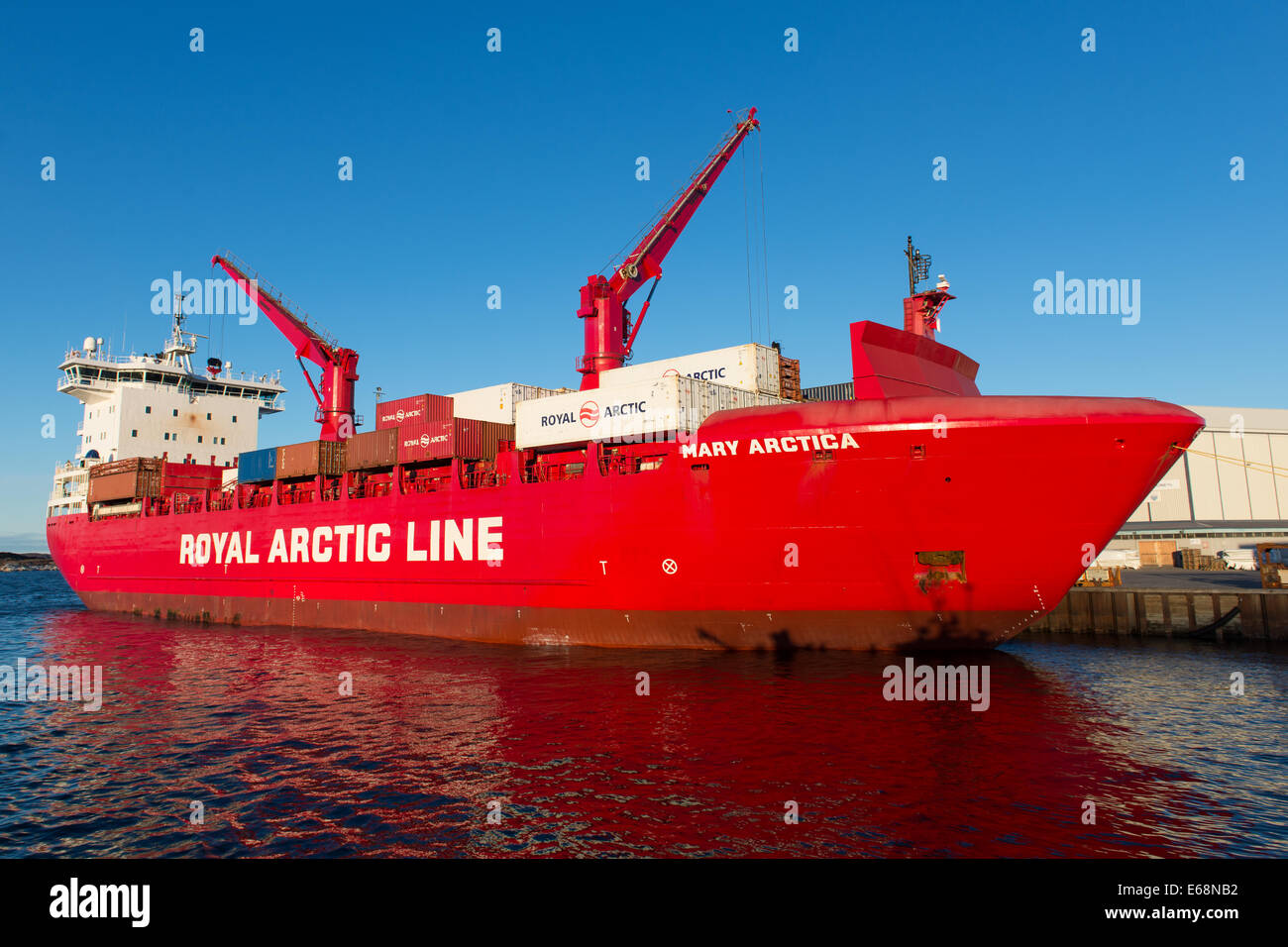 The mary arctica ship of the Royal Arctic Line in the harbor of Aasiaat ...