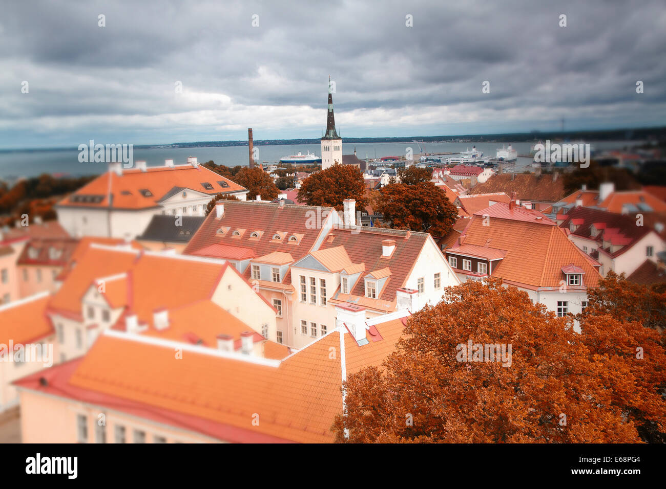 Tallinn autumn tilt-shift Stock Photo - Alamy