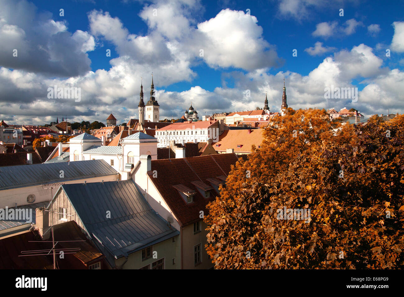 Tallinn city street in autumn Stock Photo - Alamy