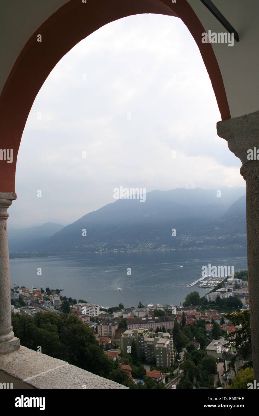 Locarno, Madonna del Sasso, Cardada and Cimetta, roof tops looking ...