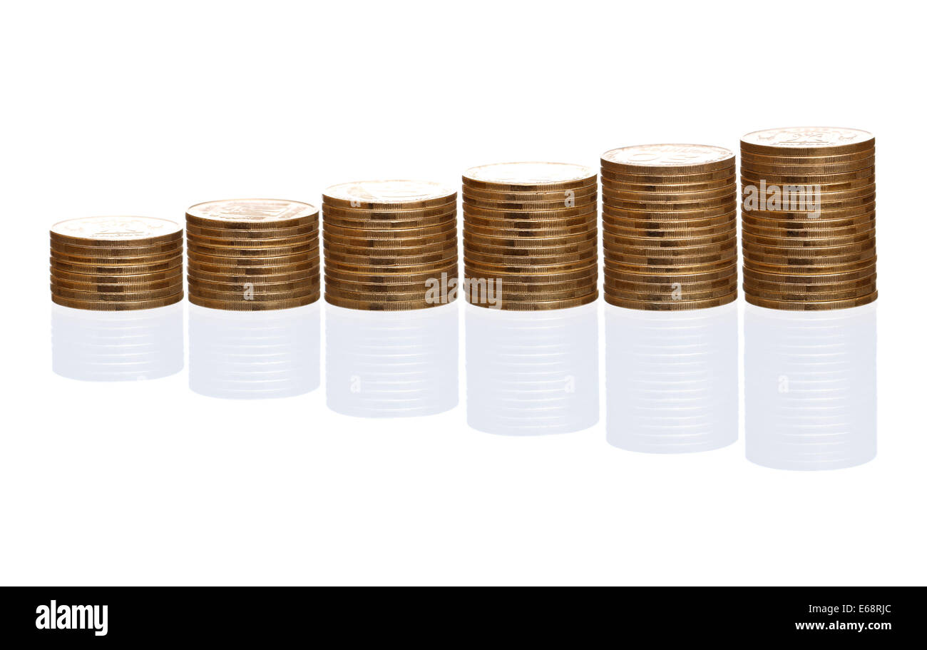 Towers of coins Stock Photo - Alamy