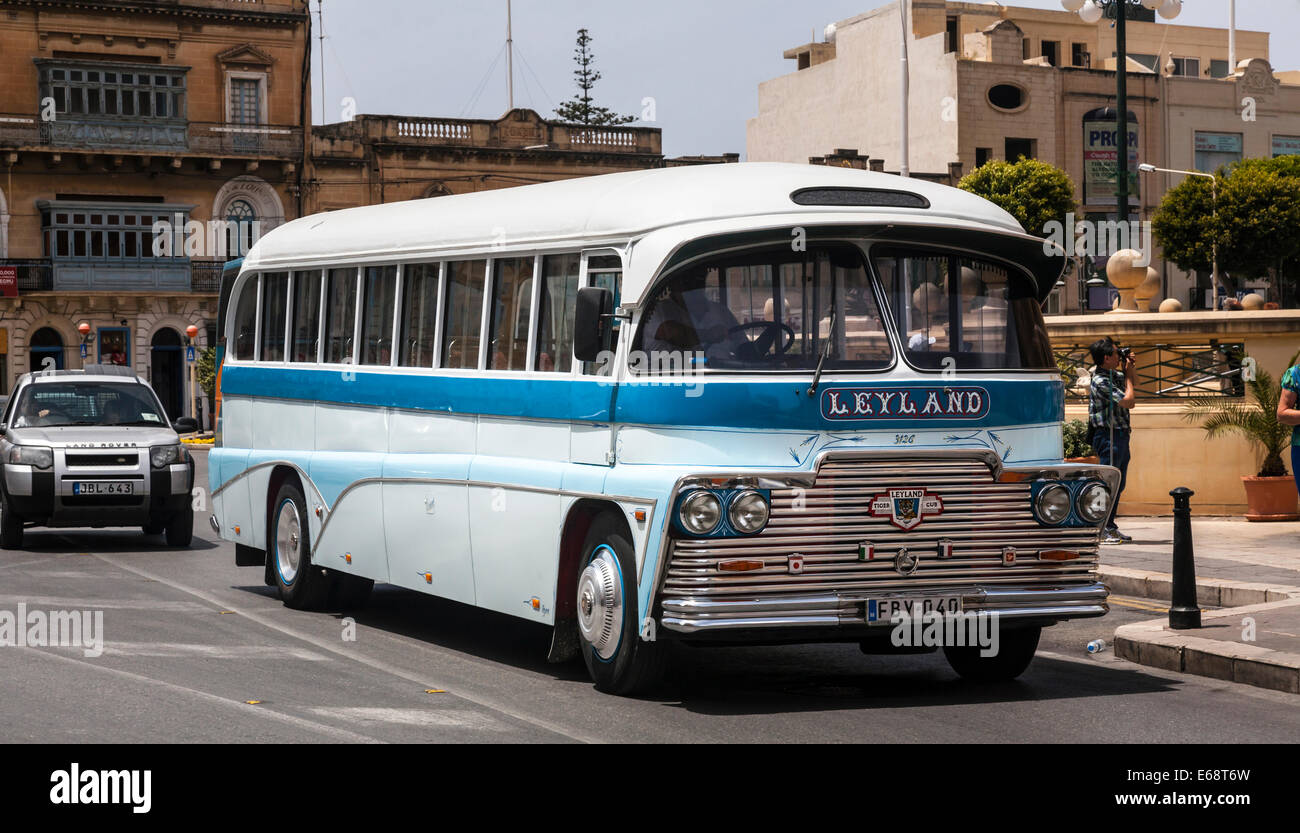 Vintage Leyland bus, Mosta, Malta Stock Photo - Alamy