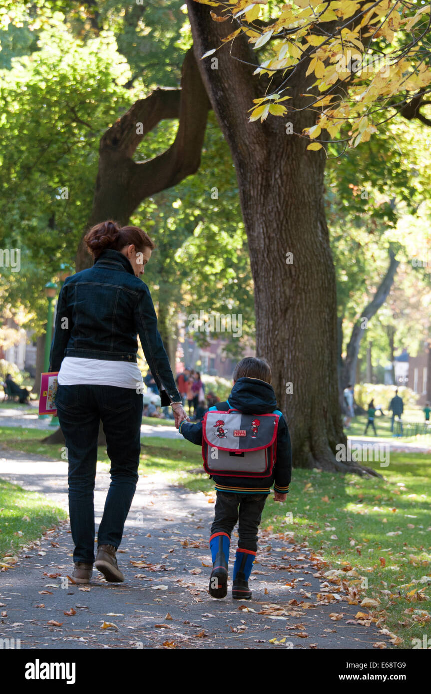 Parent child school fall hi-res stock photography and images - Alamy