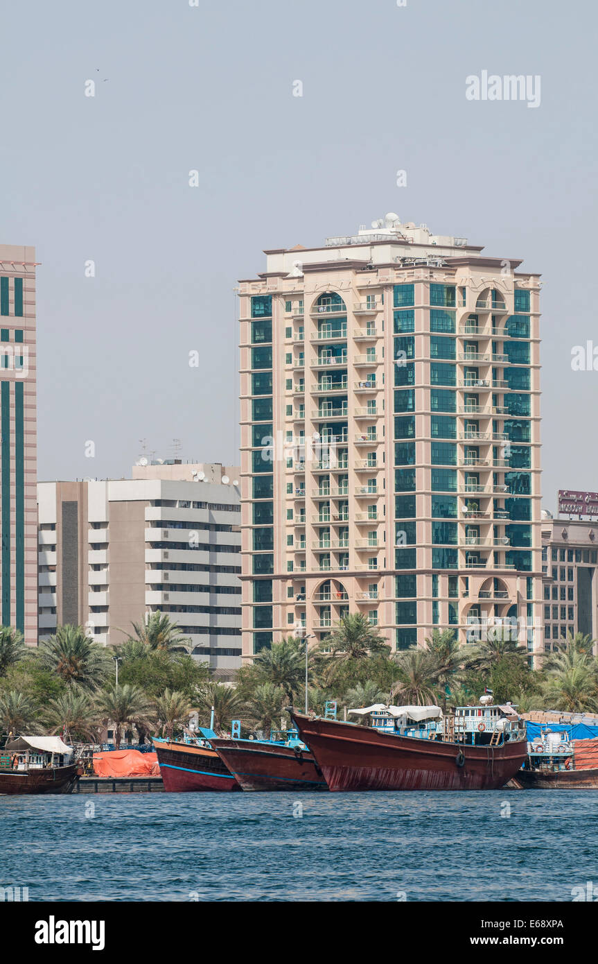 Dhows boats harbor along Dubai Creek Al Hamriya DIstrict, Dubai, United ...