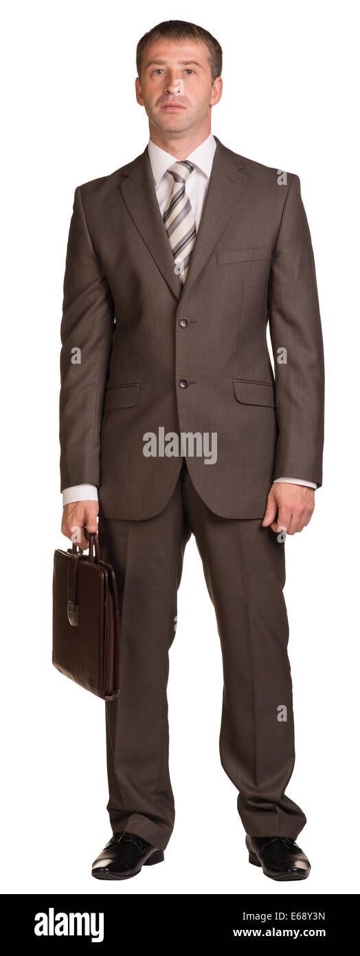 Standing businessman with briefcase Stock Photo - Alamy