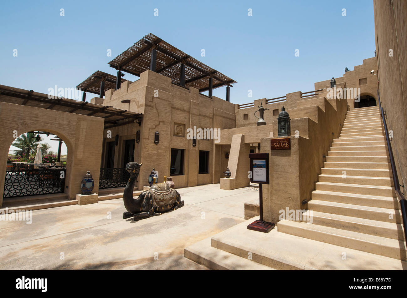 Camel statue sculpture courtyard of the Bab Al Shams Desert Resort ...