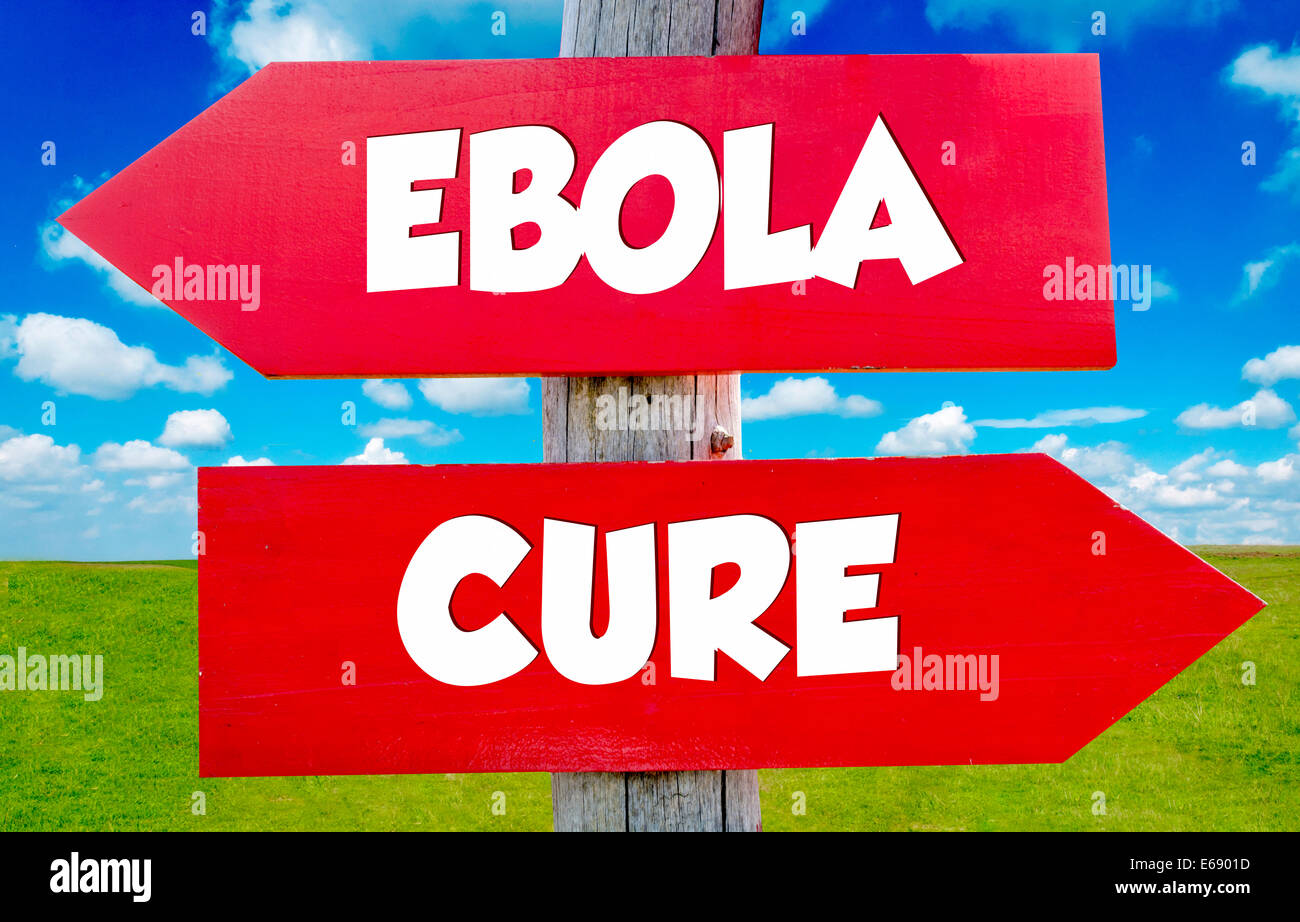 Ebola concept on the red signs with landscape in background Stock Photo ...