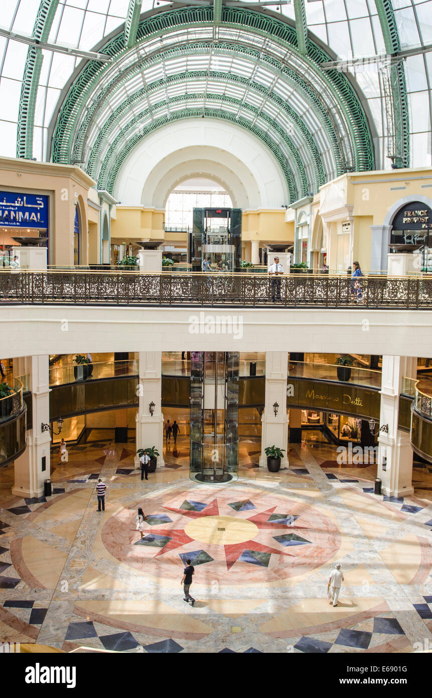 Glass atrium shops stores retail in Mall of the Emirates, Dubai, United ...