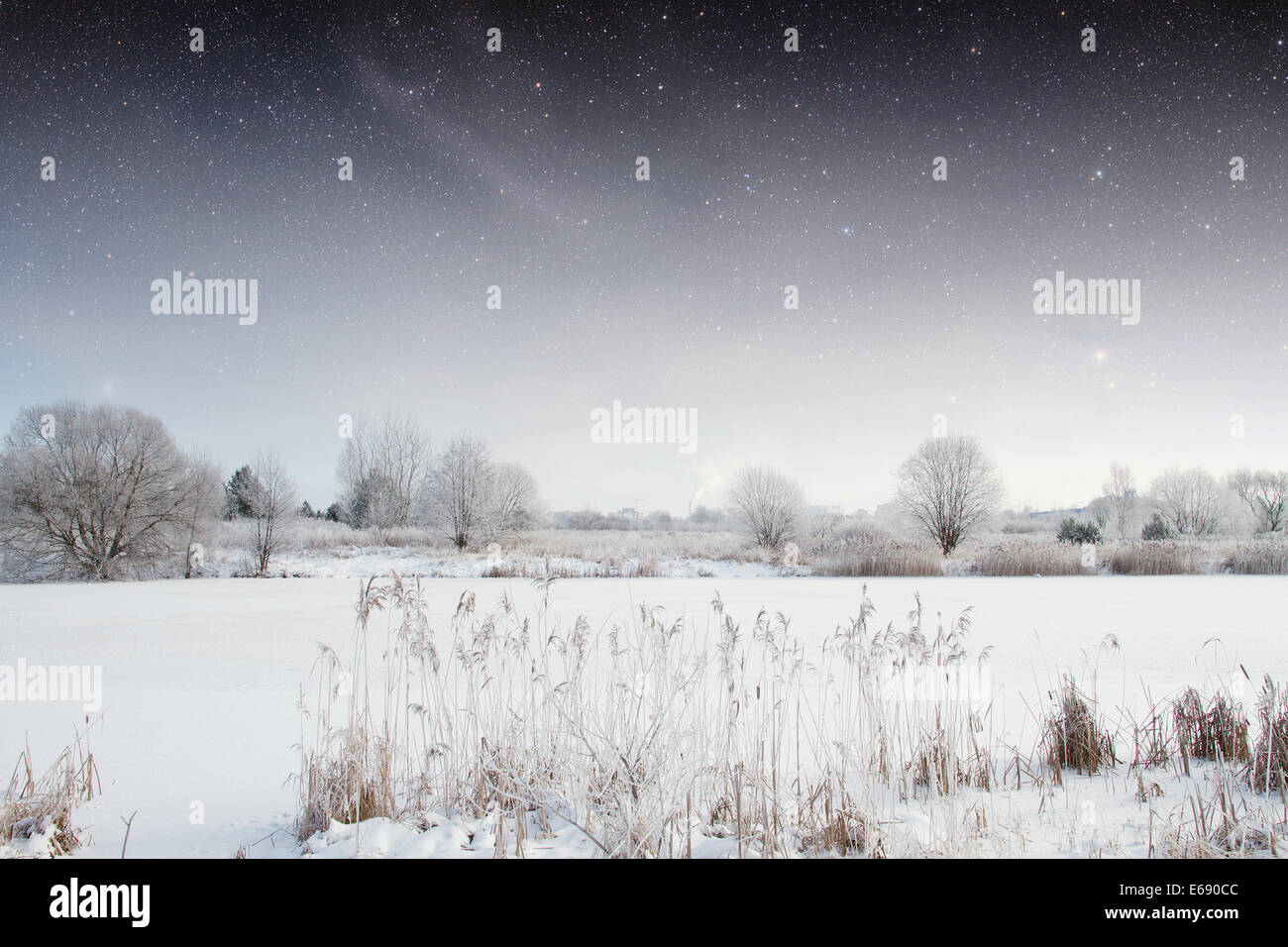 winter river at night. Elements of this image furnished by NASA Stock ...