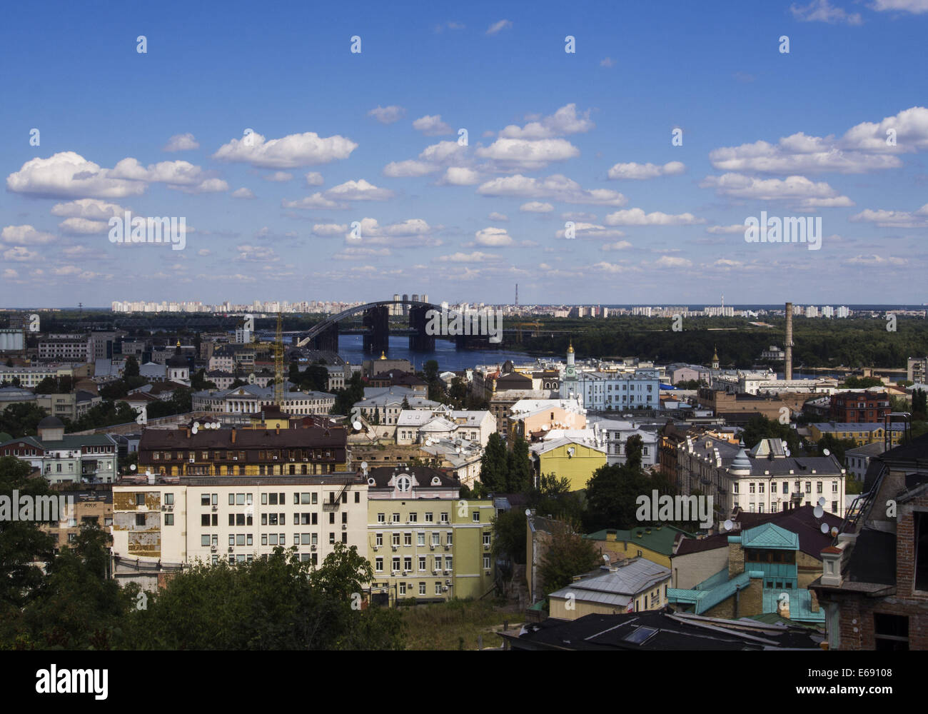 Aug. 18, 2014 - aerial view of Kyiv downtown from Zamkovaja (Castle ...