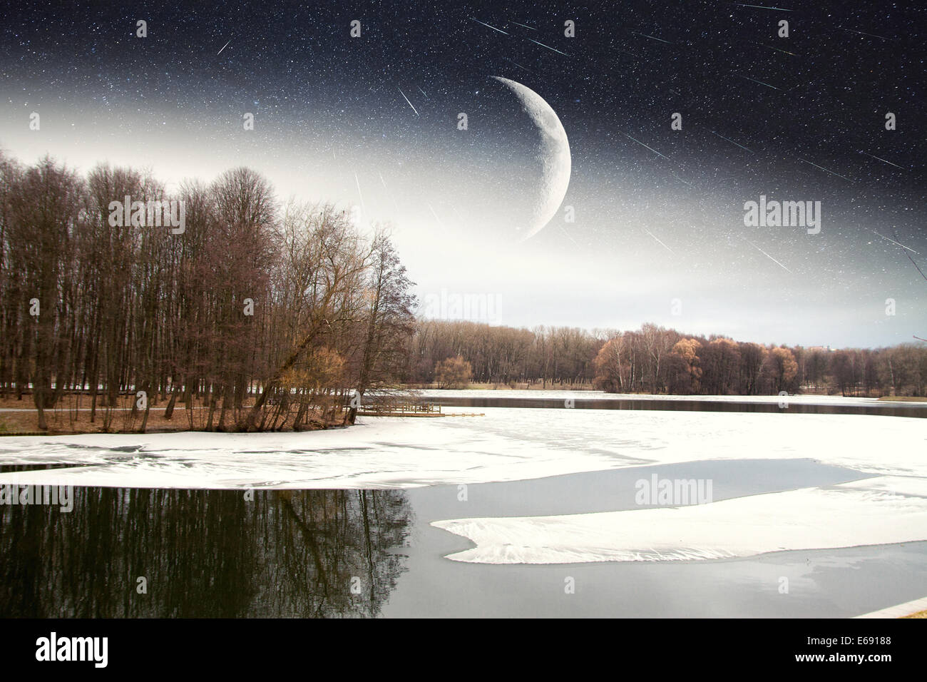 River winter night .Elements of this image furnished by NASA Stock ...