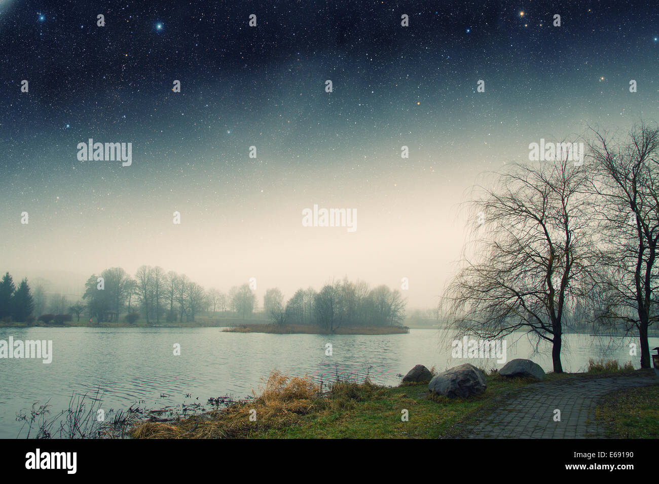 night fog .Elements of this image furnished by NASA Stock Photo - Alamy