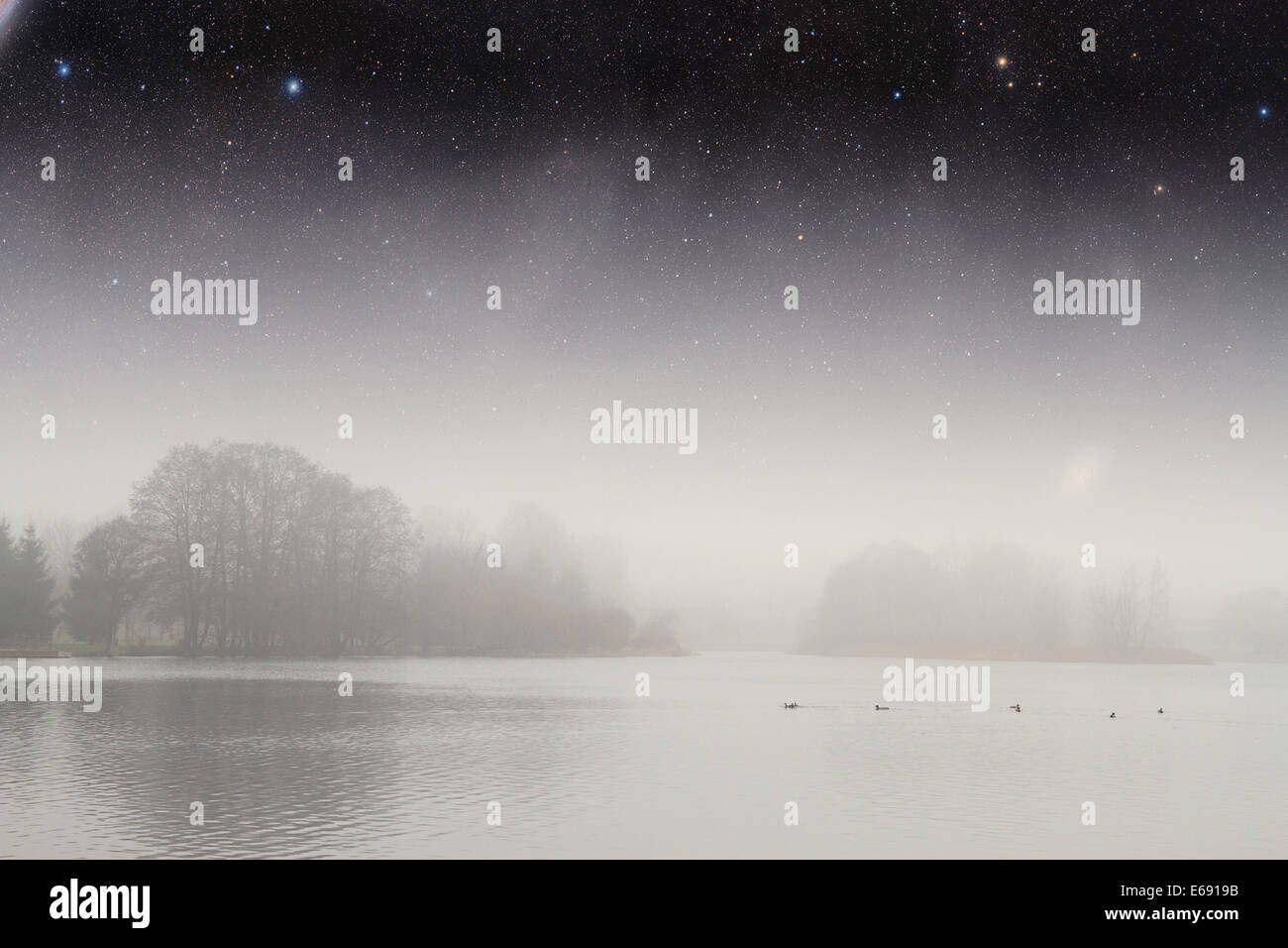 night fog .Elements of this image furnished by NASA Stock Photo - Alamy