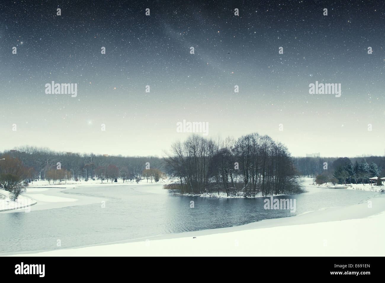 River winter night. Elements of this image furnished by NASA Stock ...