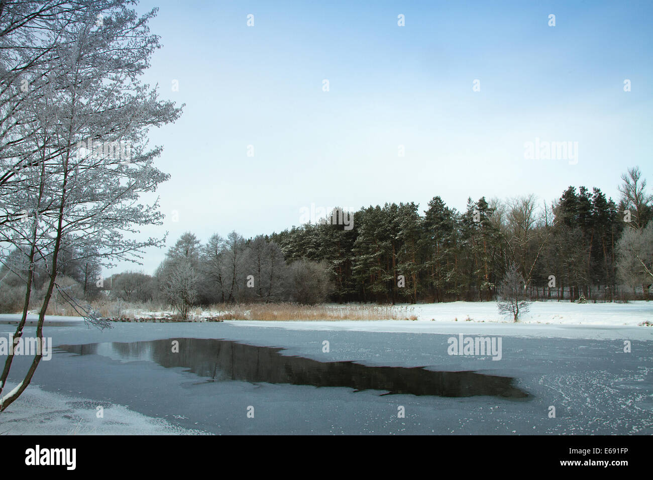 winter river at night Stock Photo - Alamy
