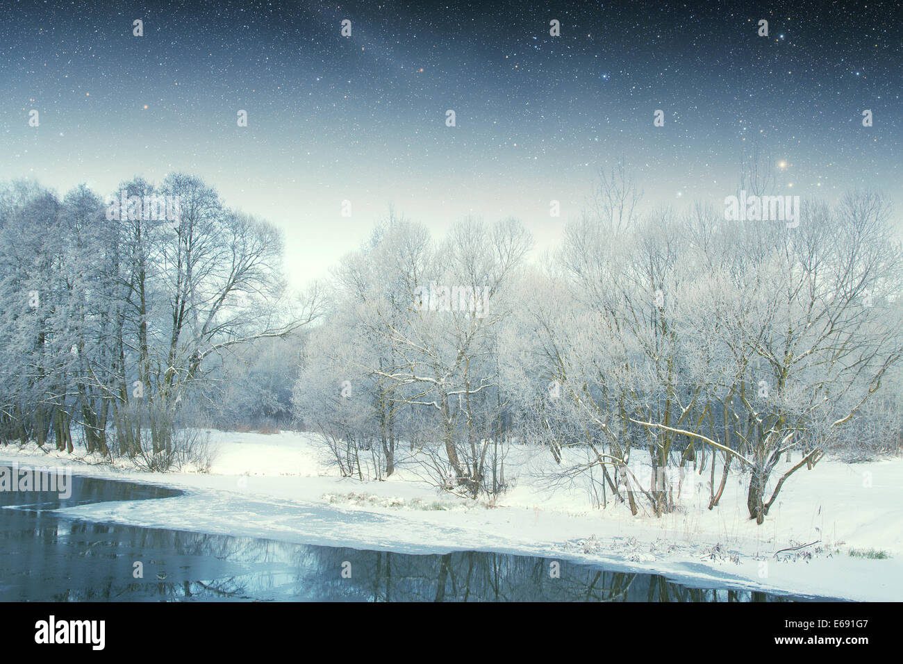 winter river at night. Elements of this image furnished by NASA Stock ...