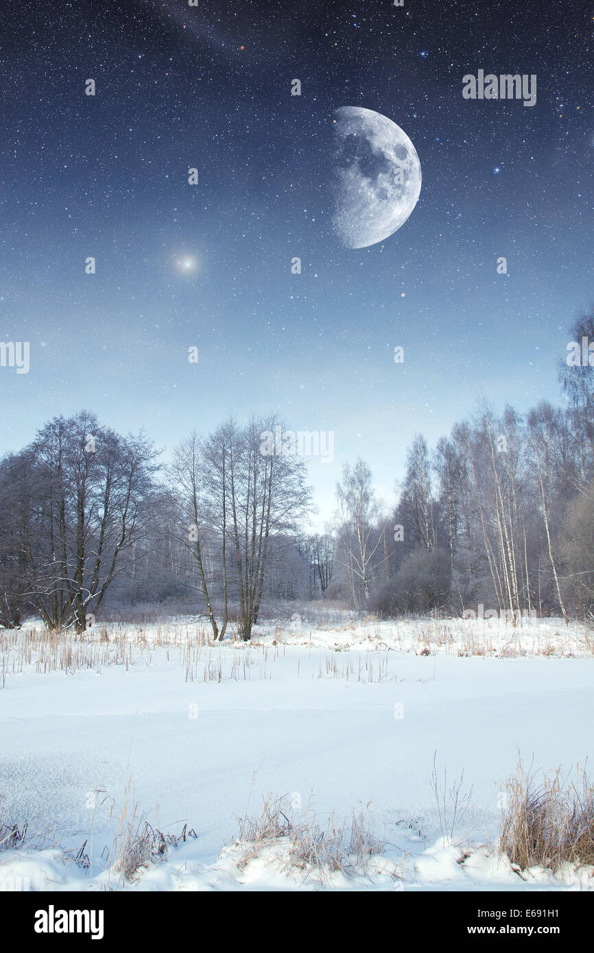 winter river at night. Elements of this image furnished by NASA Stock ...