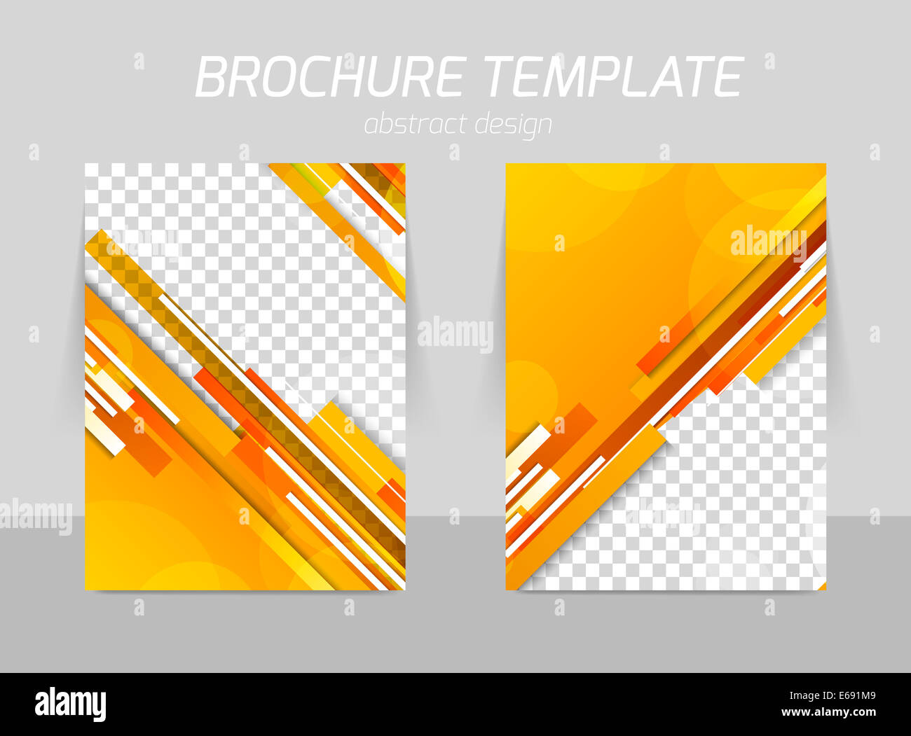 orange straight stripes back and front flyer template design Stock ...