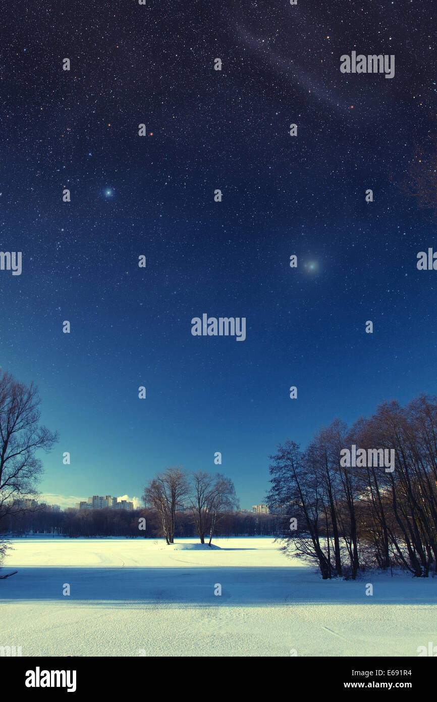 winter river at night. Elements of this image furnished by NASA Stock ...