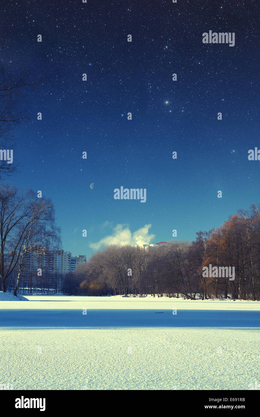 winter river at night. Elements of this image furnished by NASA Stock ...