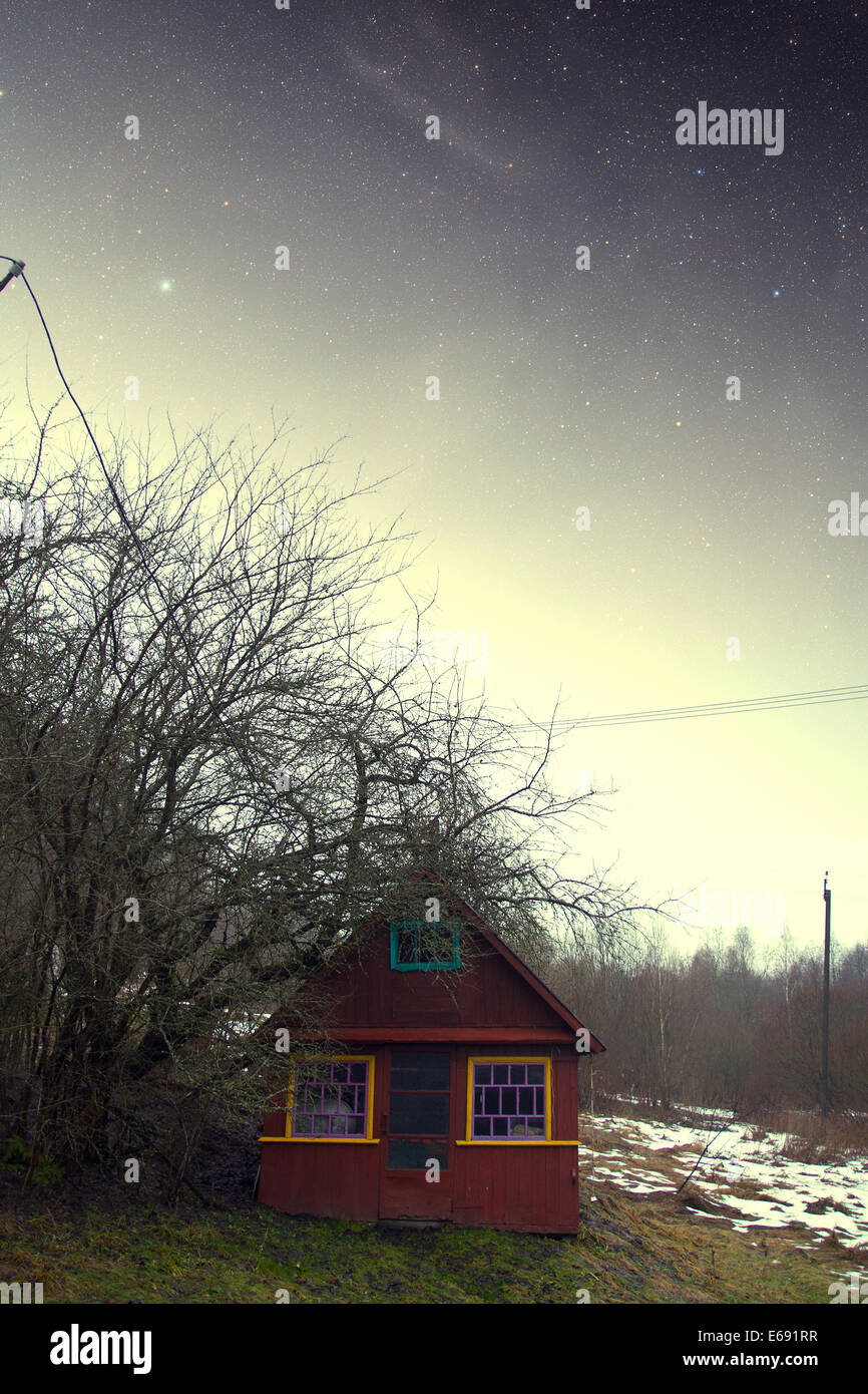 country house at night. Elements of this image furnished by NASA Stock ...