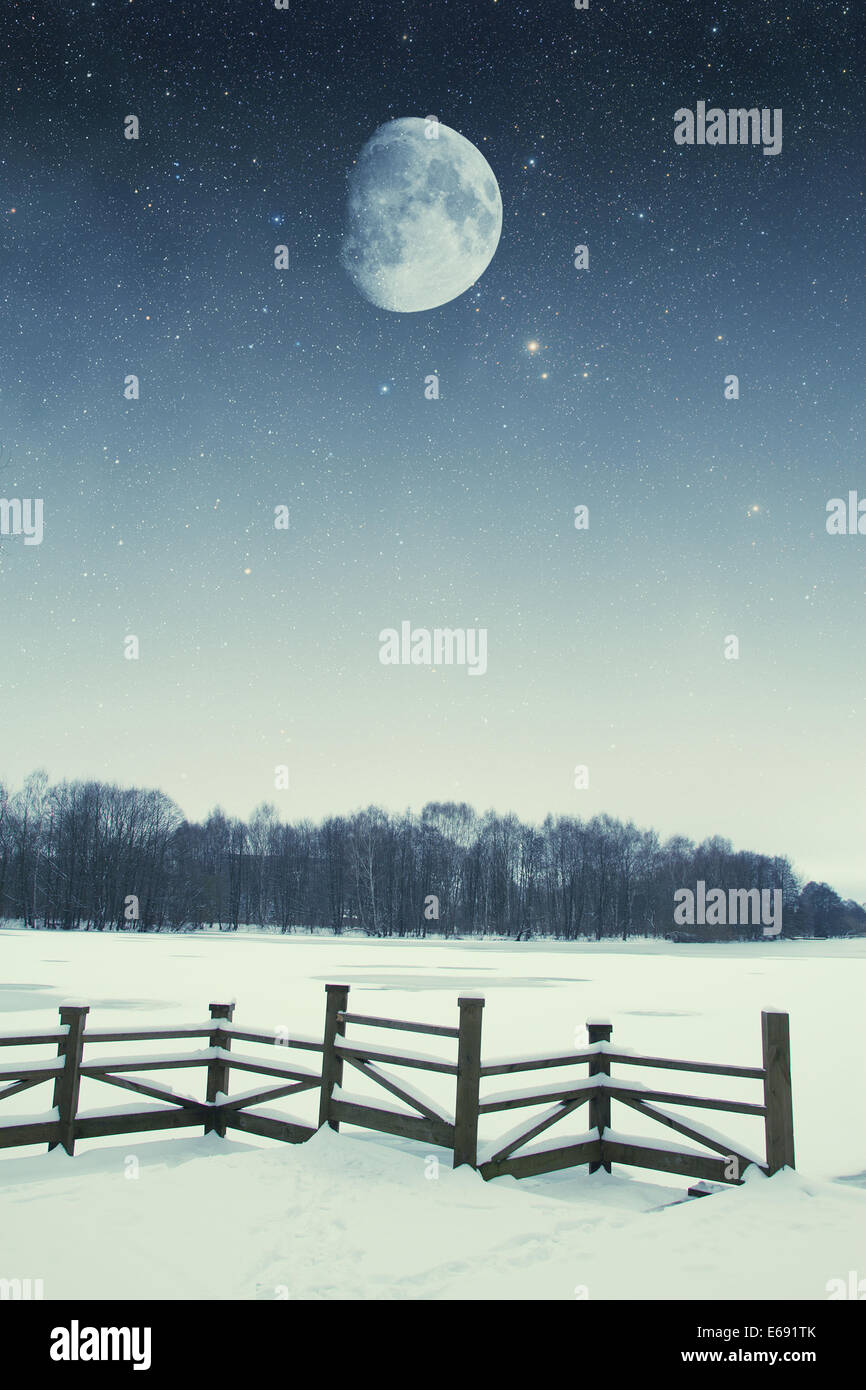 River winter night. Elements of this image furnished by NASA Stock ...