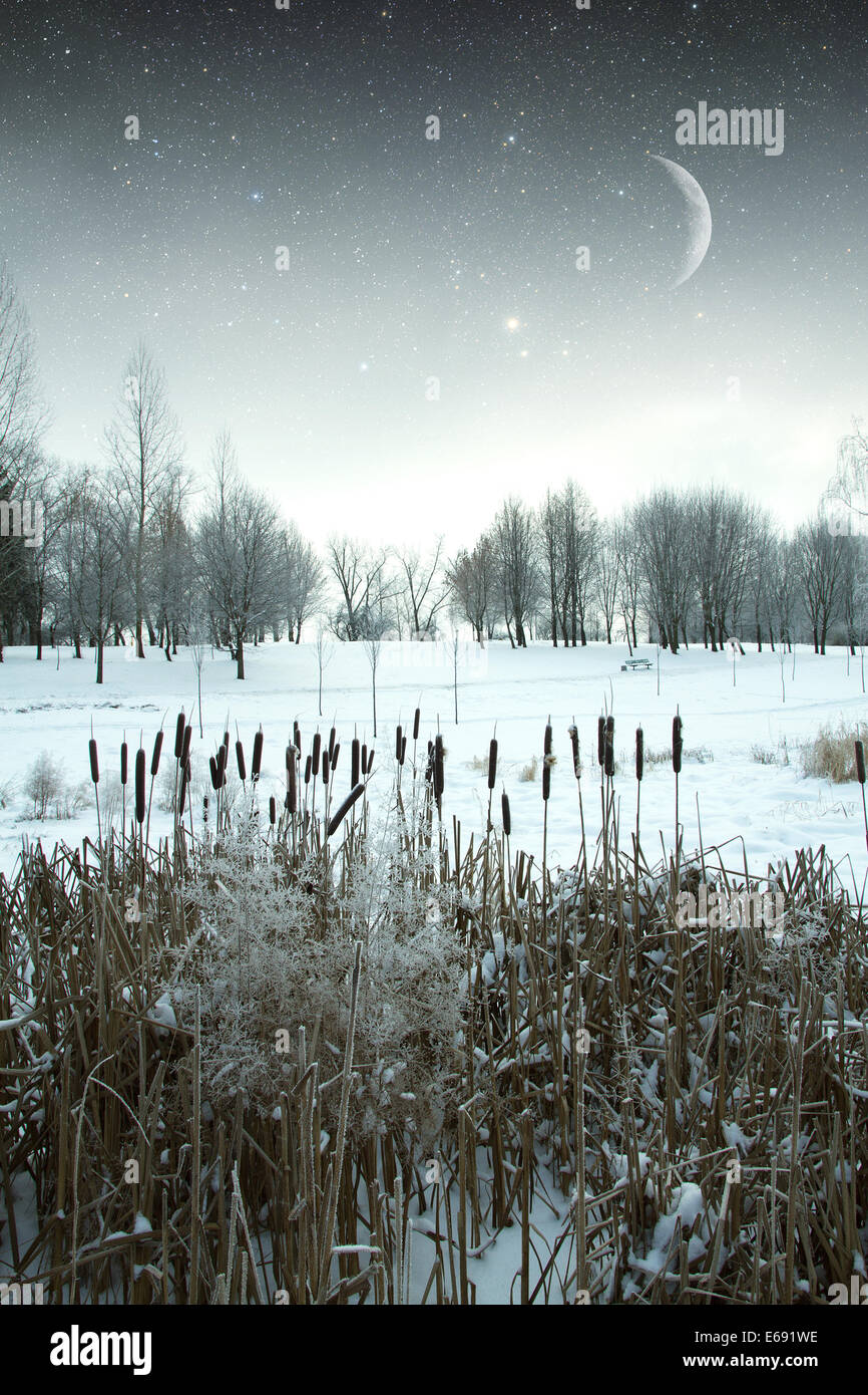 winter river at night. Elements of this image furnished by NASA Stock ...