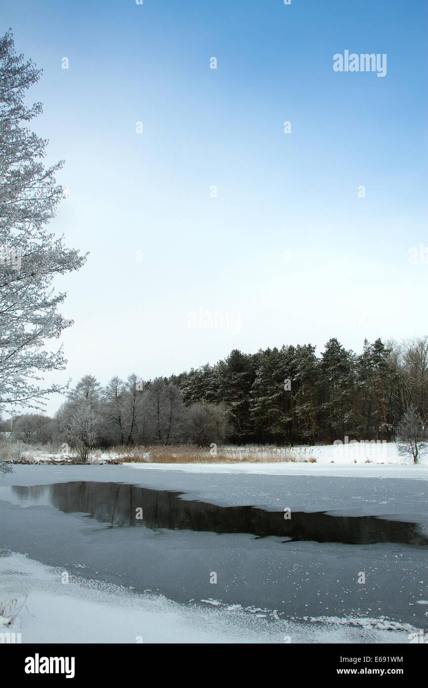 winter river at night Stock Photo - Alamy