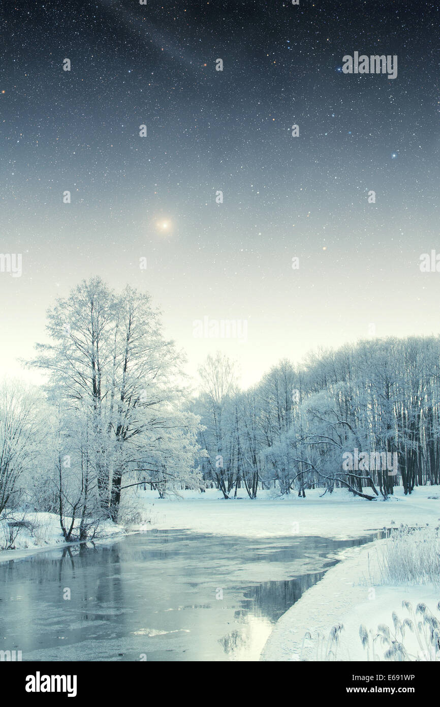 winter river at night. Elements of this image furnished by NASA Stock ...