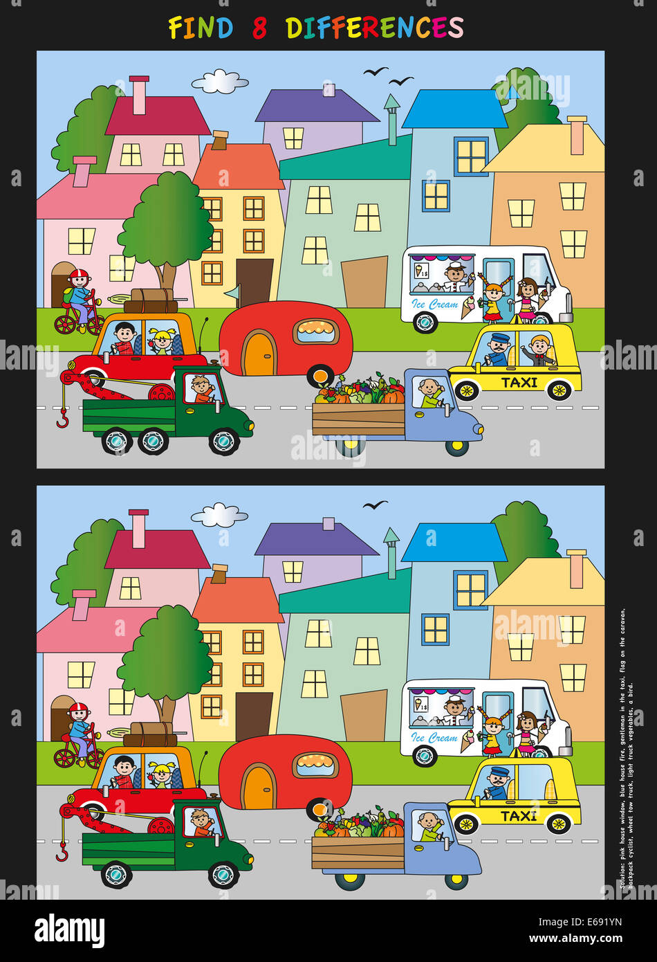 game for children: find eight differences Stock Photo - Alamy