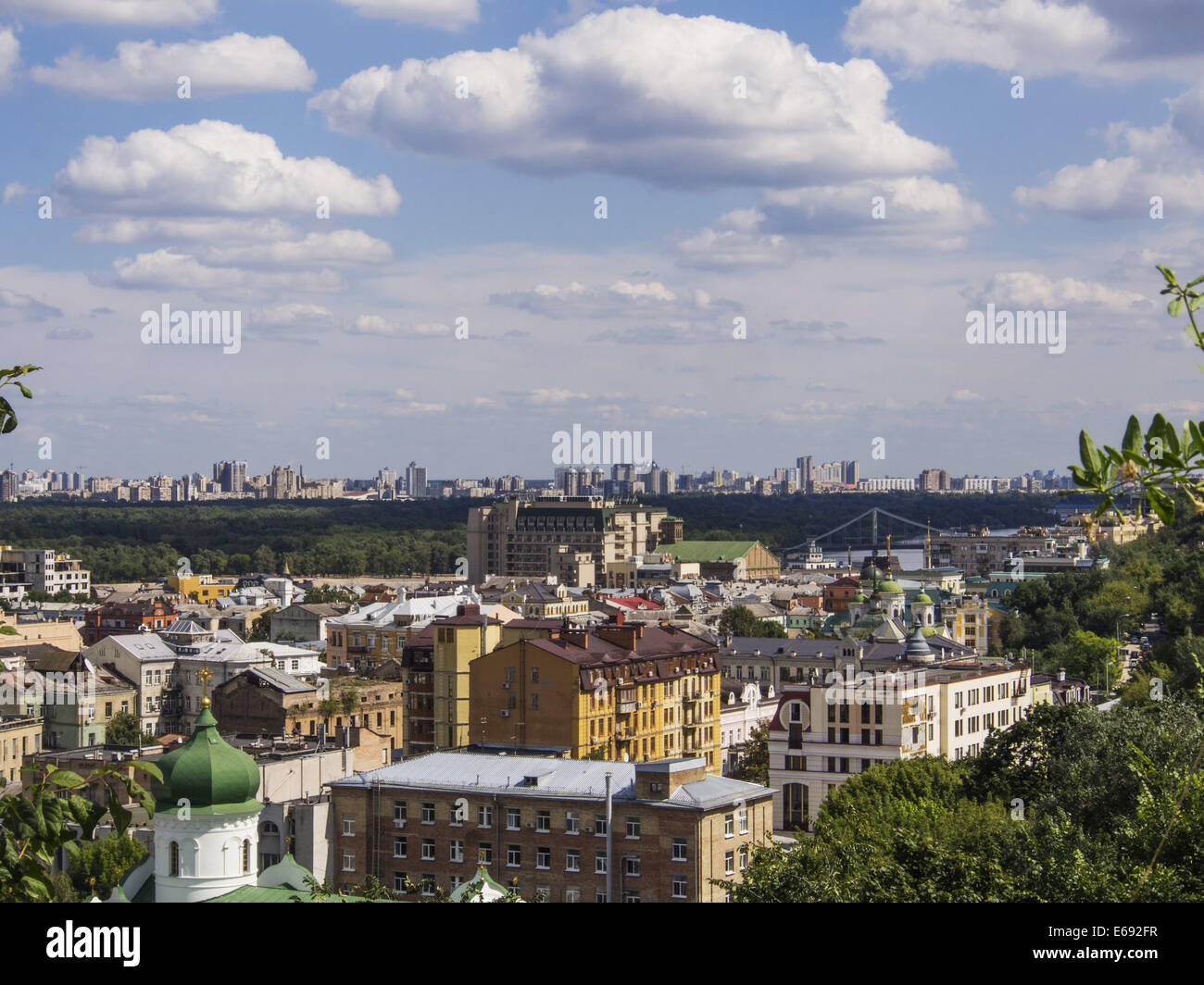 Aug. 18, 2014 - aerial view of Kyiv downtown from Zamkovaja (Castle ...