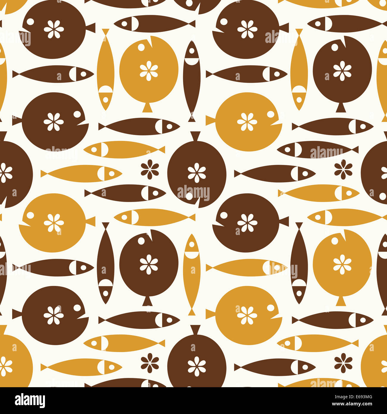 Retro fish silhouettes on white background. Seamless Stock Photo - Alamy