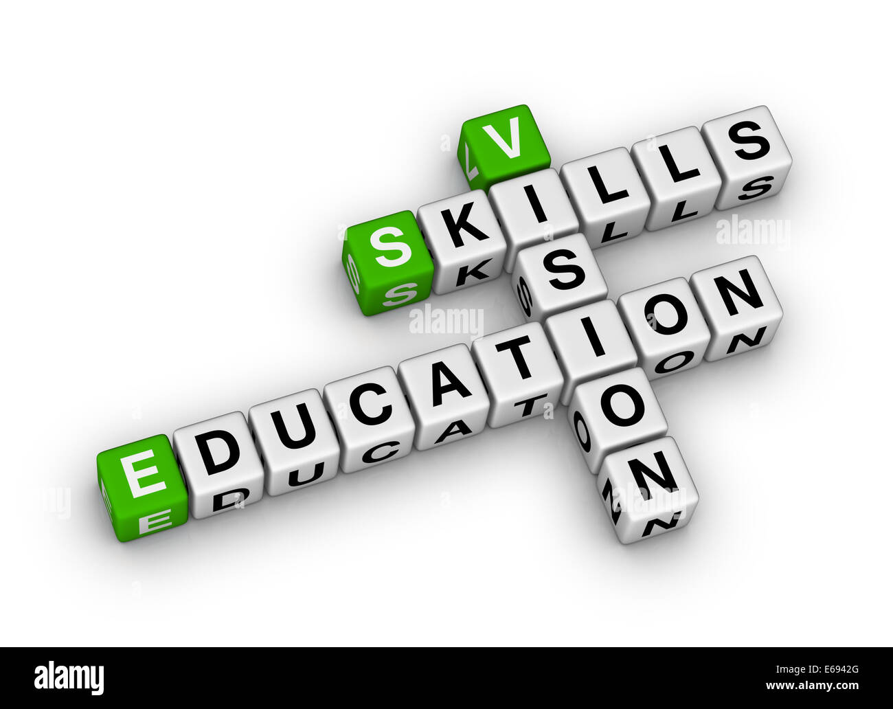 skill vision education (green-white crossword series Stock Photo - Alamy