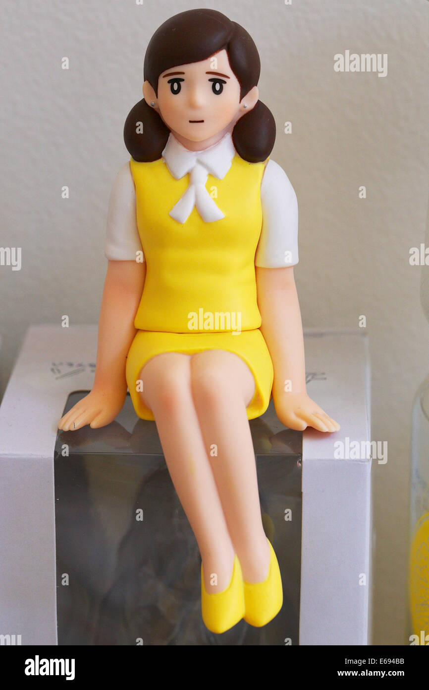 A figure of "Cup no Fuchiko" on display at the office of Kitan Club CO ...