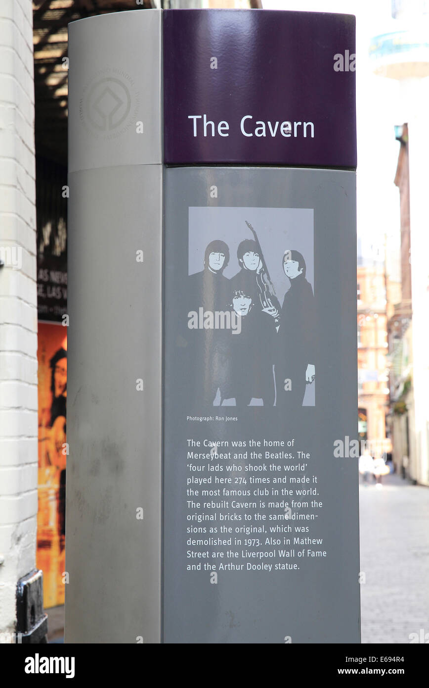 Information sign for the famous Cavern Club on Matthew Street in ...