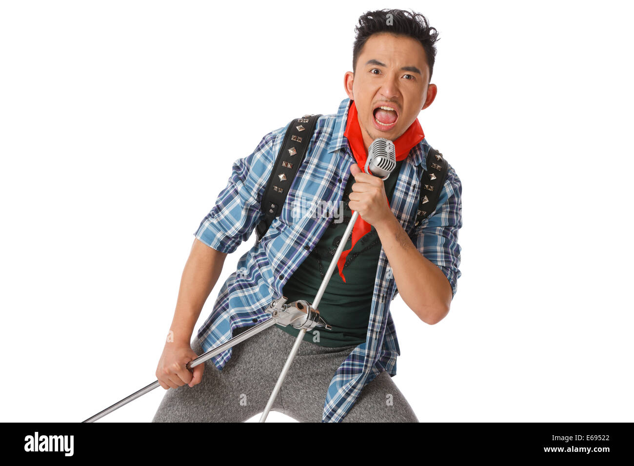 Portrait of young man singing Stock Photo - Alamy