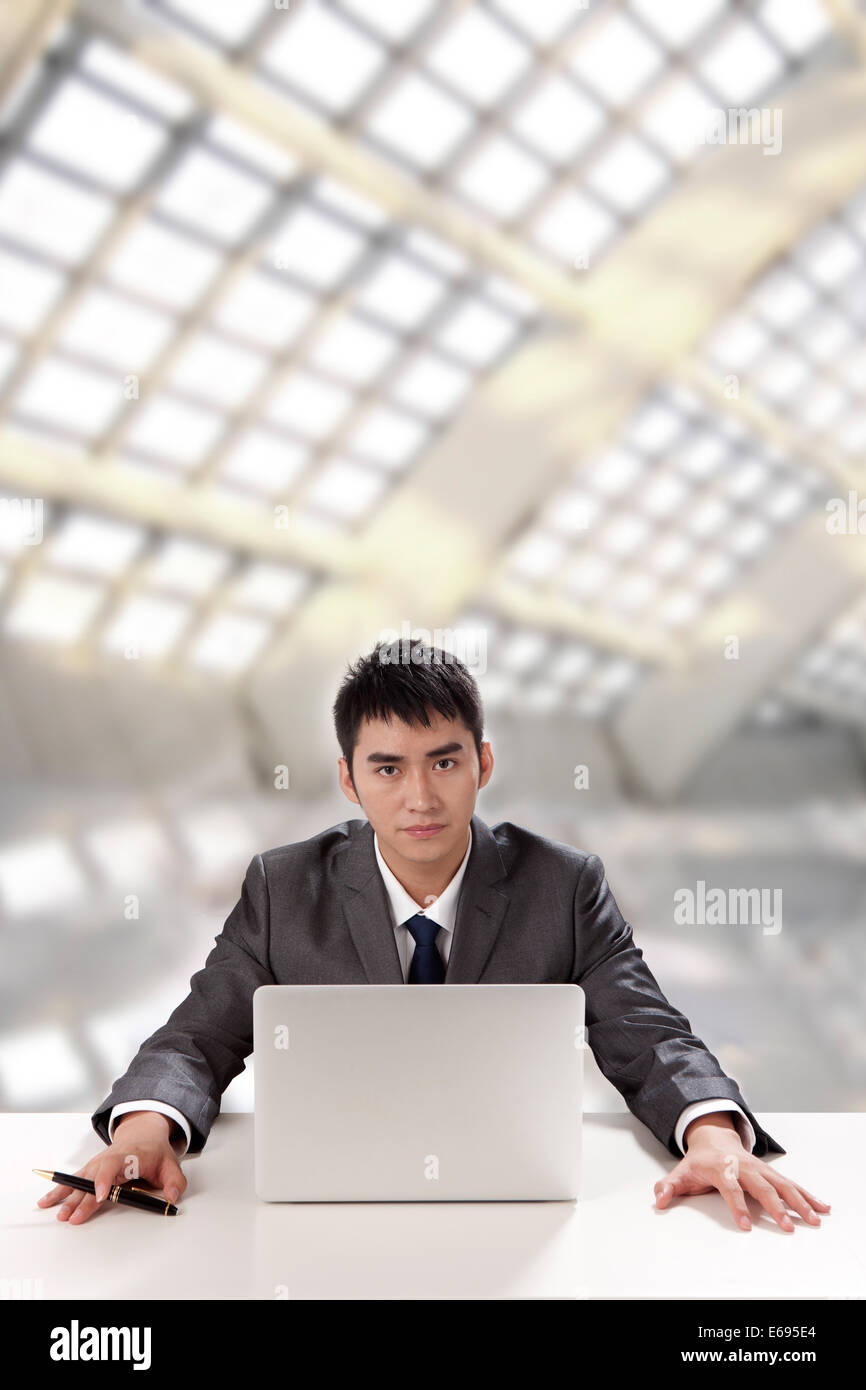 Young businessman using laptop Stock Photo - Alamy