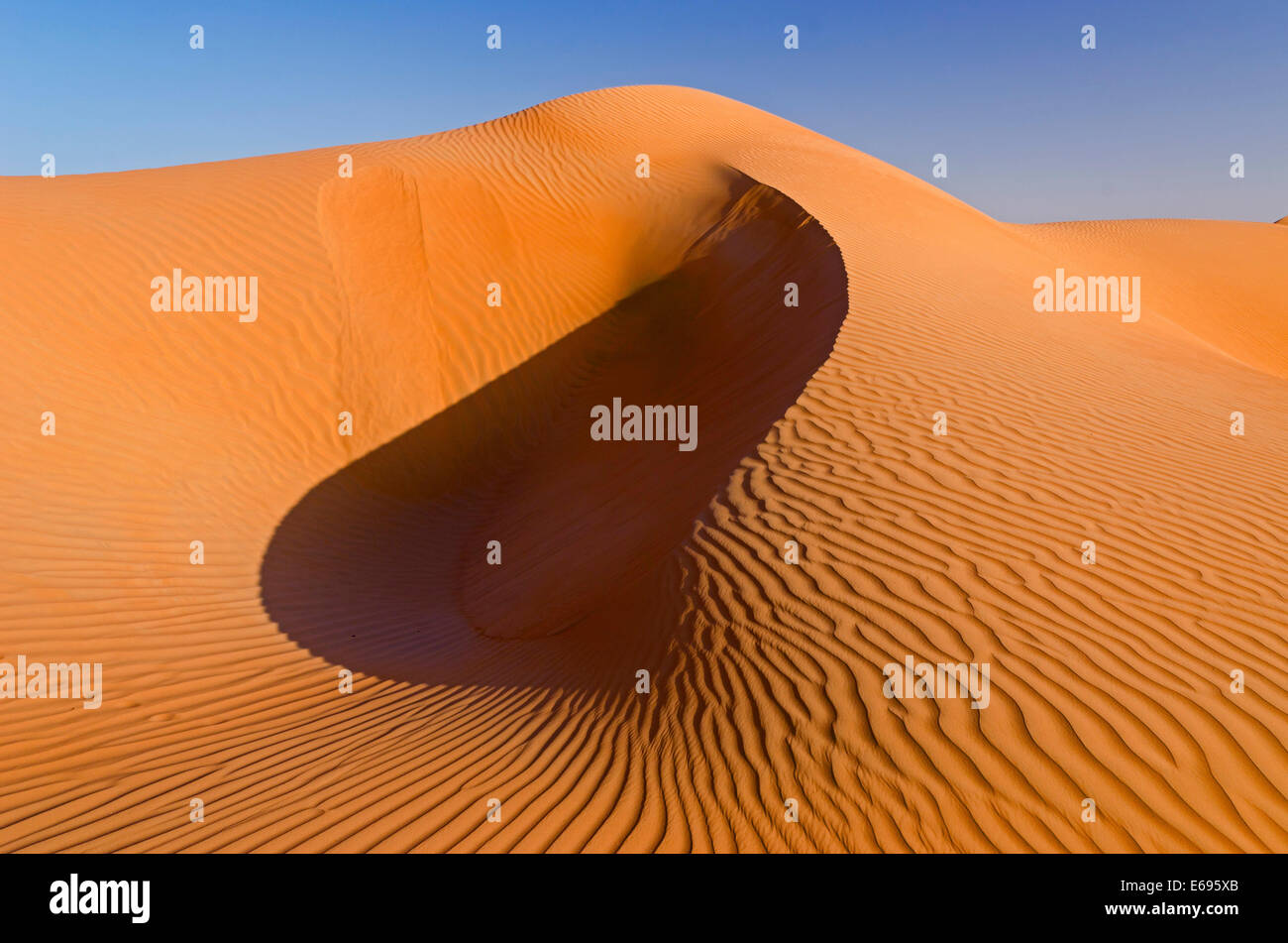 The sand dunes of the Wahiba Sands desert, also known as Ramlat al ...