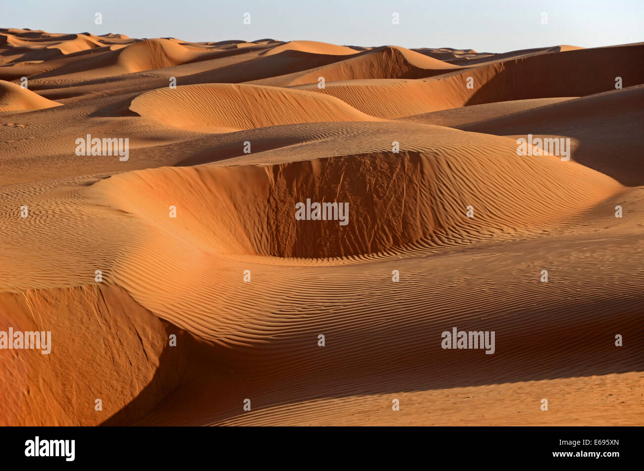 The sand dunes of the Wahiba Sands desert, also known as Ramlat al ...