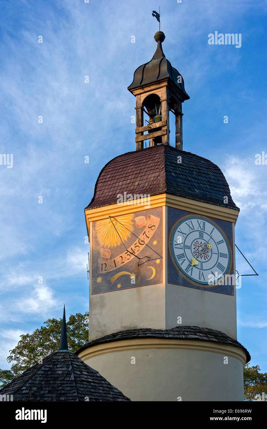 Sundial and a mechanical clock in the clock tower with a time shift in ...