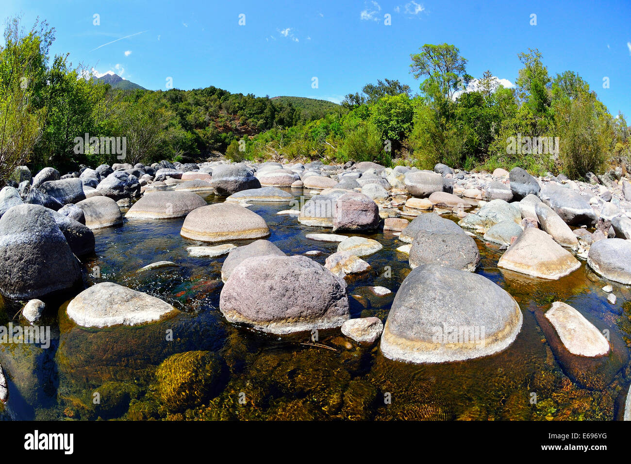 Granite rocks on the upper reaches of the Fango River, Fango Valley ...