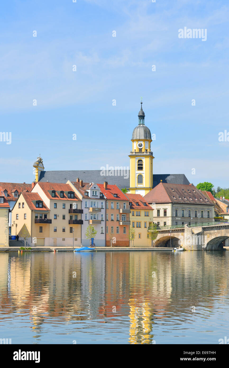 Townscape, River Main, Kitzingen, Lower Franconia, Bavaria, Germany ...