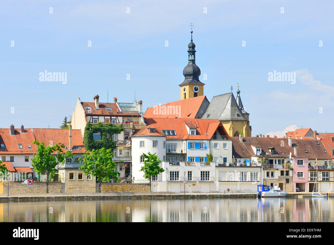 Townscape, River Main, Kitzingen, Lower Franconia, Bavaria, Germany ...
