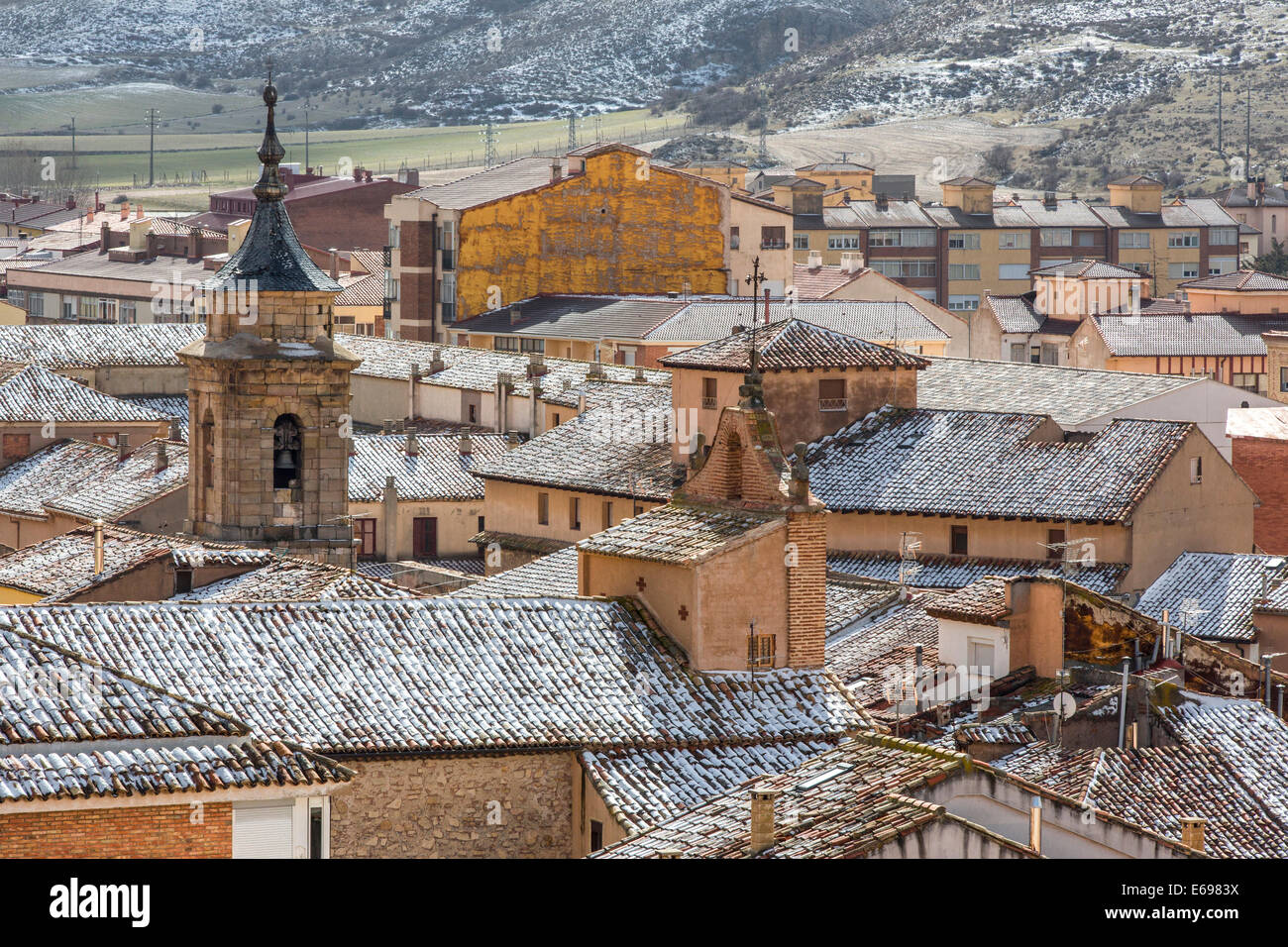 Overlooking the roofs of Molina de Aragon, Province of Guadalajara ...