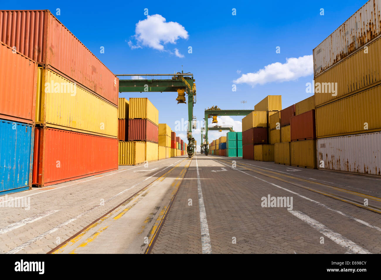 Stacks of colorful cargo containers Stock Photo - Alamy