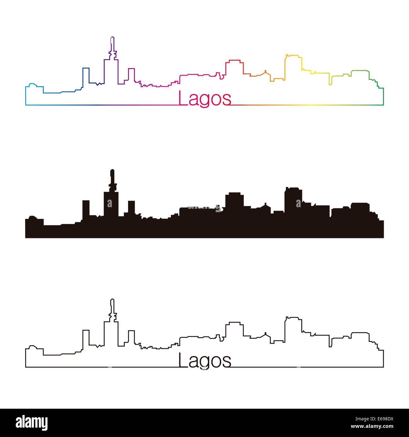 Lagos skyline linear style Stock Photo - Alamy