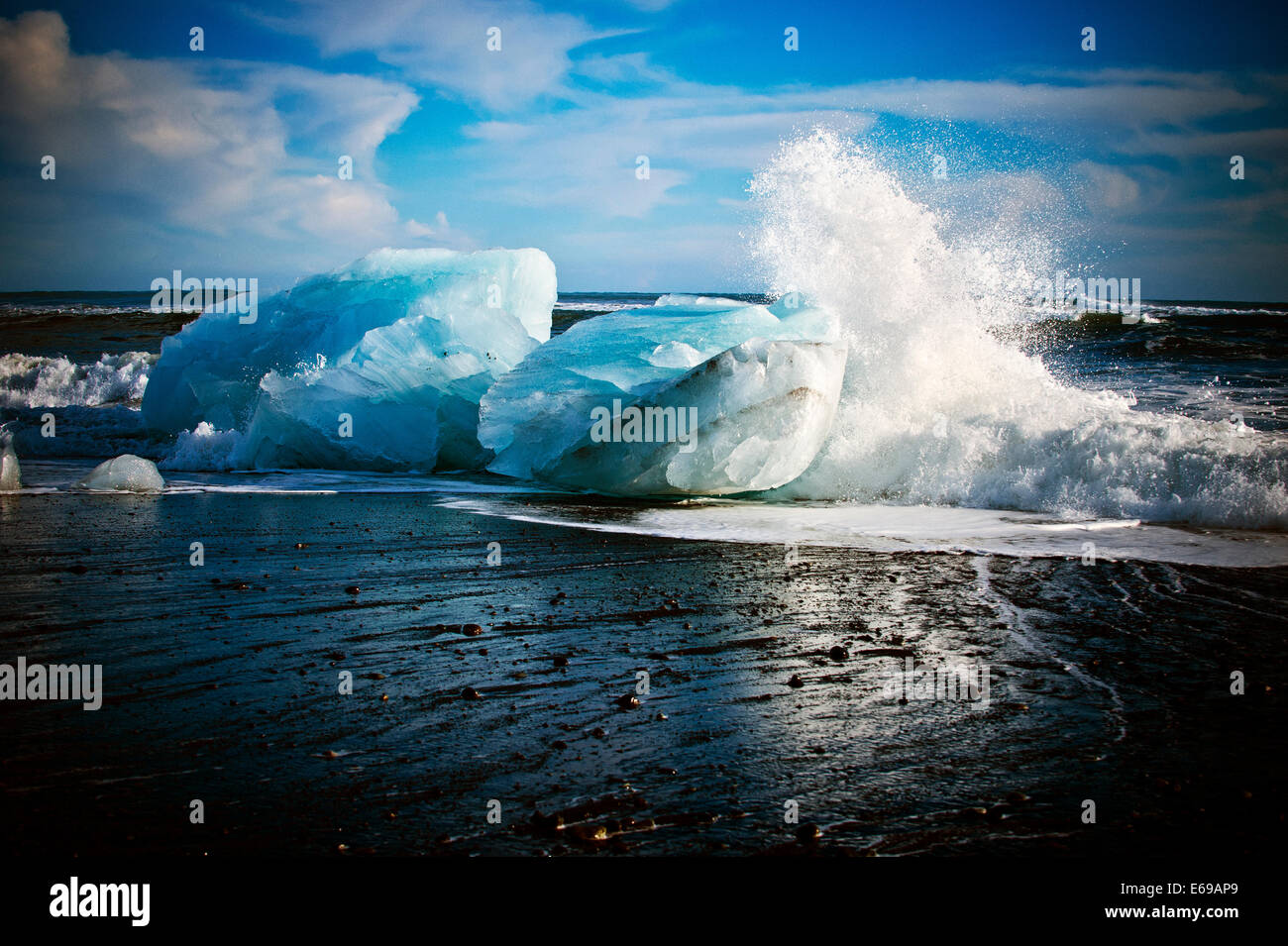 Glaciers melting on arctic beach Stock Photo - Alamy