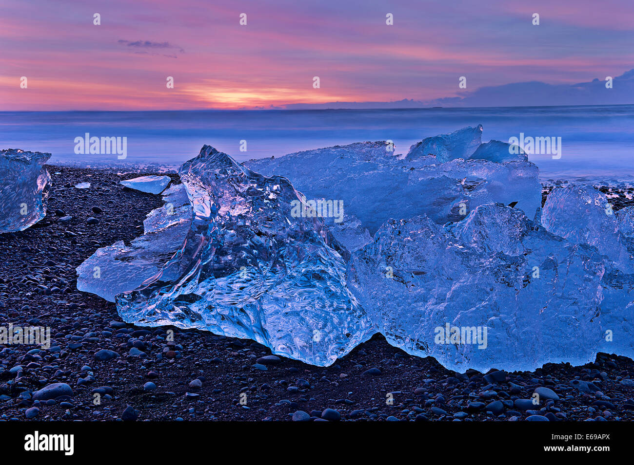Glaciers melting on arctic beach Stock Photo - Alamy
